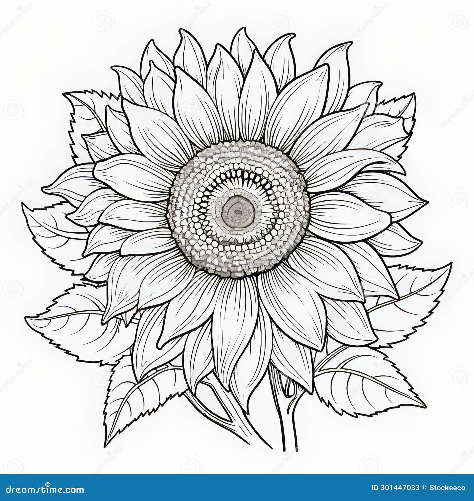 Intricate Dotwork Sunflower Coloring Page with Metallic Rotation Stock ...