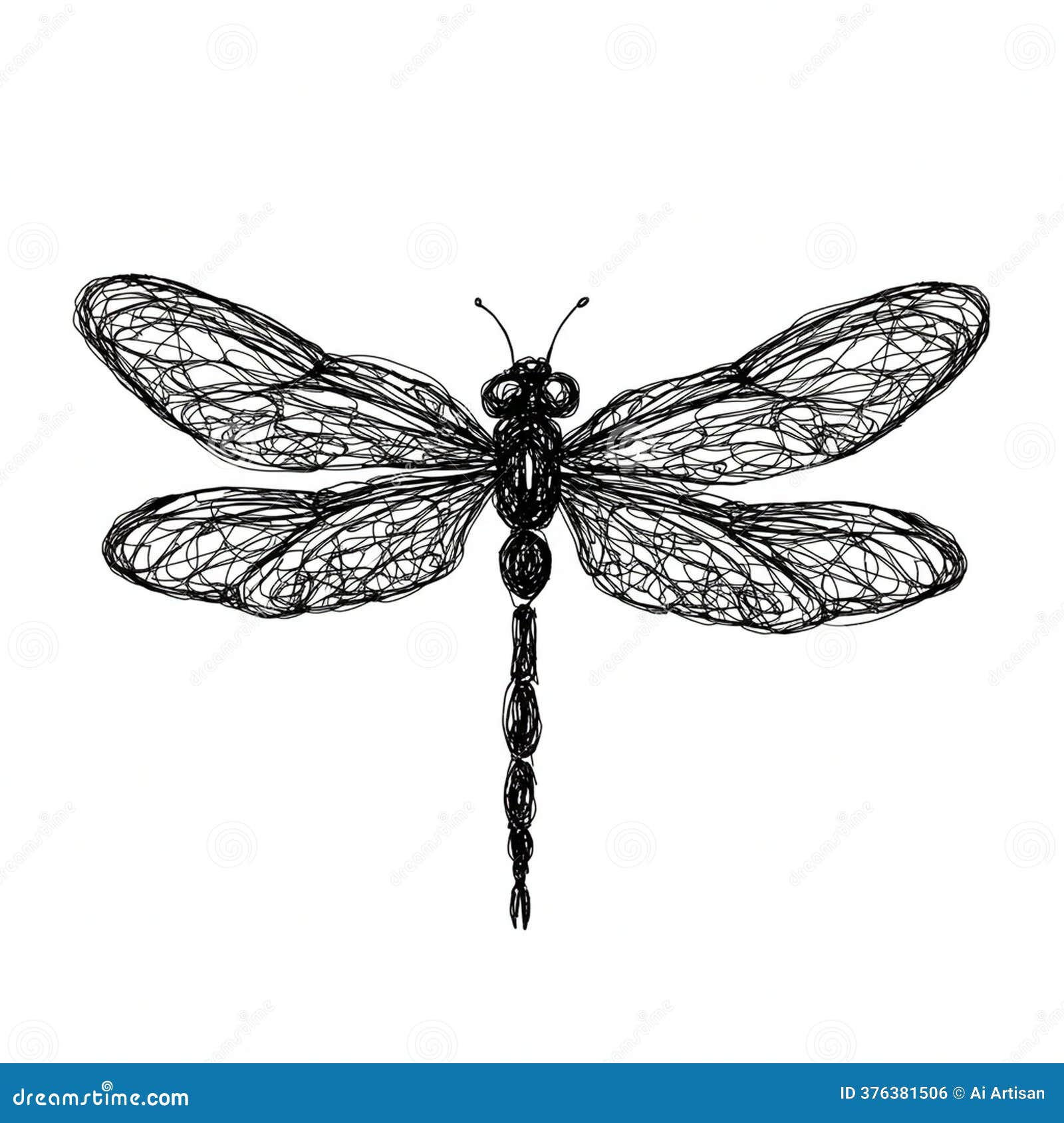 Dragonfly Line Art Doodle Illustration, Simple And Minimalist Insect ...