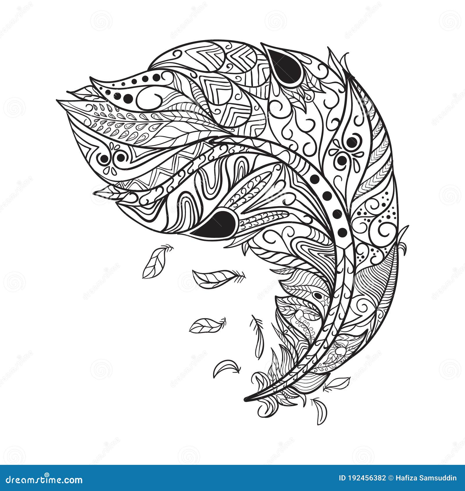 Intricate Feather Design. Vector Illustration Decorative Design Stock ...
