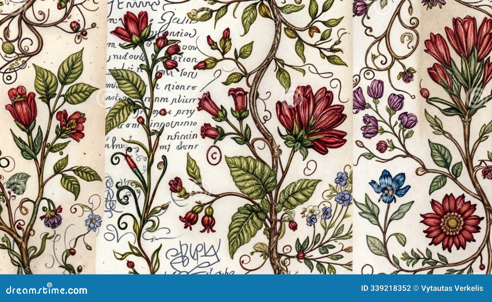 Intricate Floral Patterns with Elegant Calligraphy Overlay Stock Photo ...