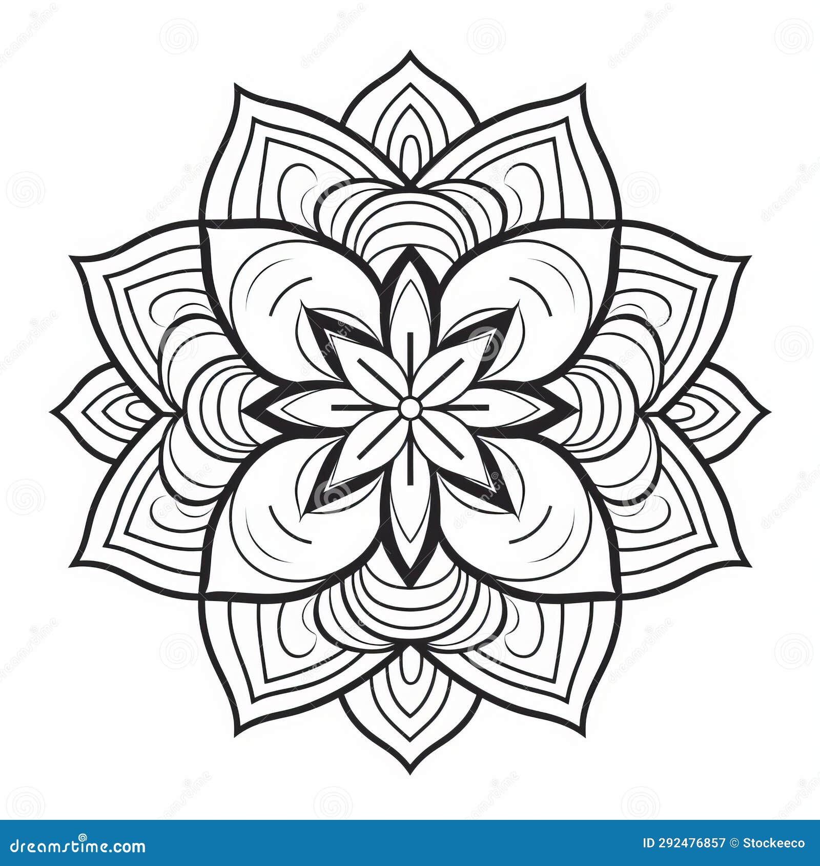 Intricate Flower Design: Refined Technique Coloring Print Stock ...