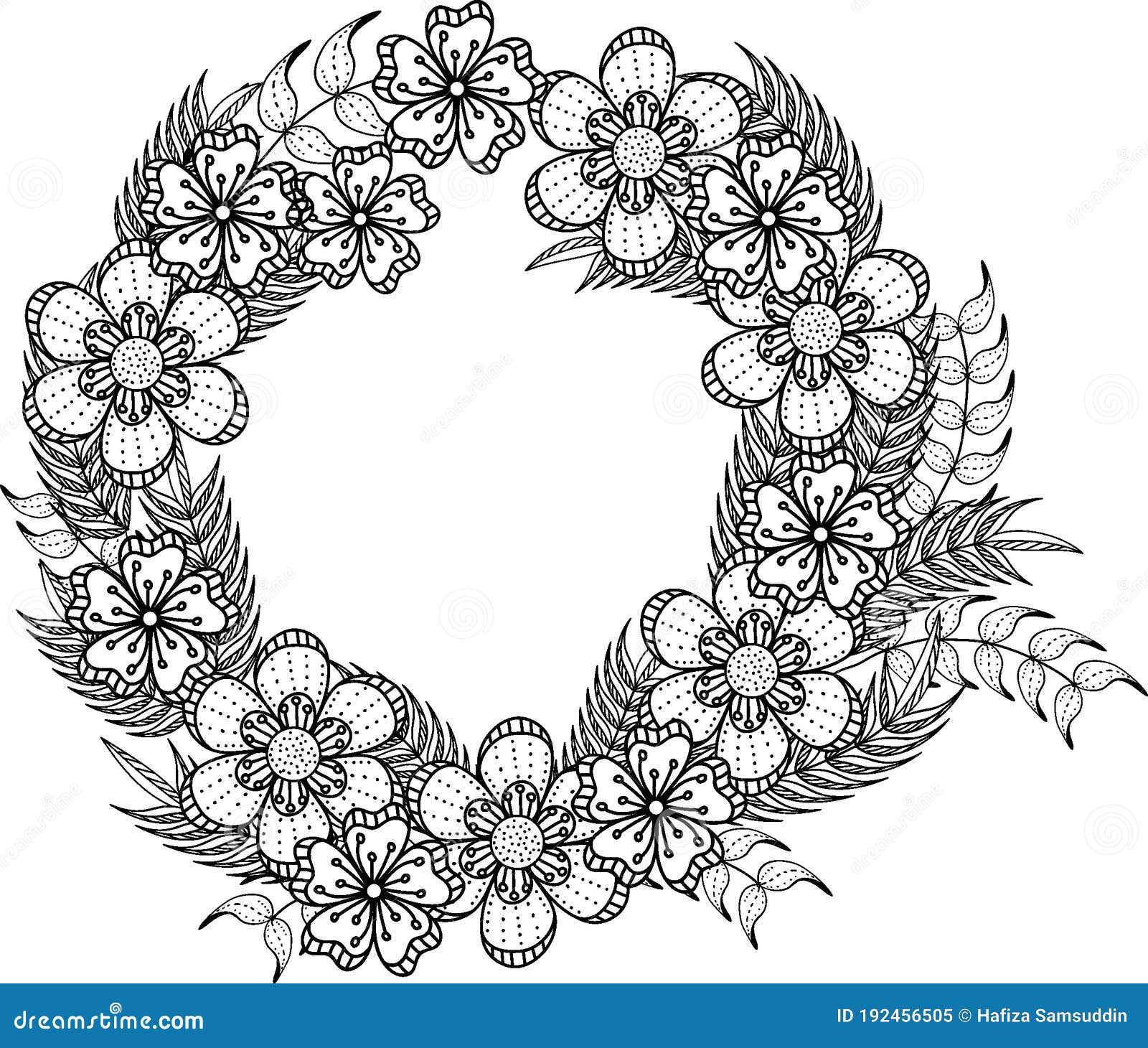 Intricate Flower Wreath Design. Vector Illustration Decorative Design ...