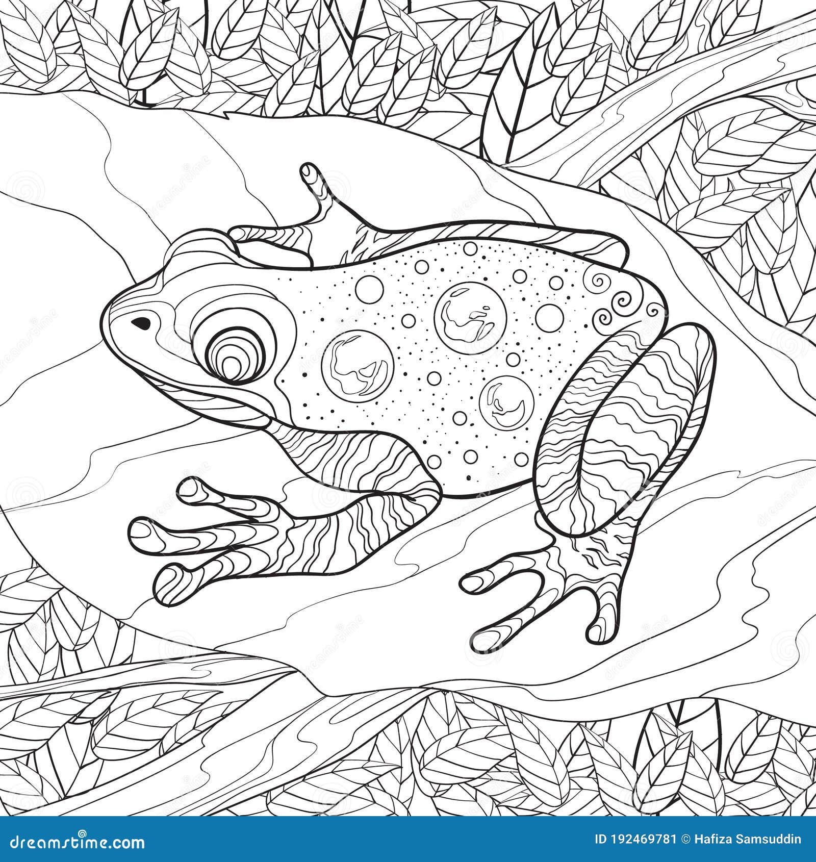 Intricate Frog on Leaf Design. Vector Illustration Decorative Design ...