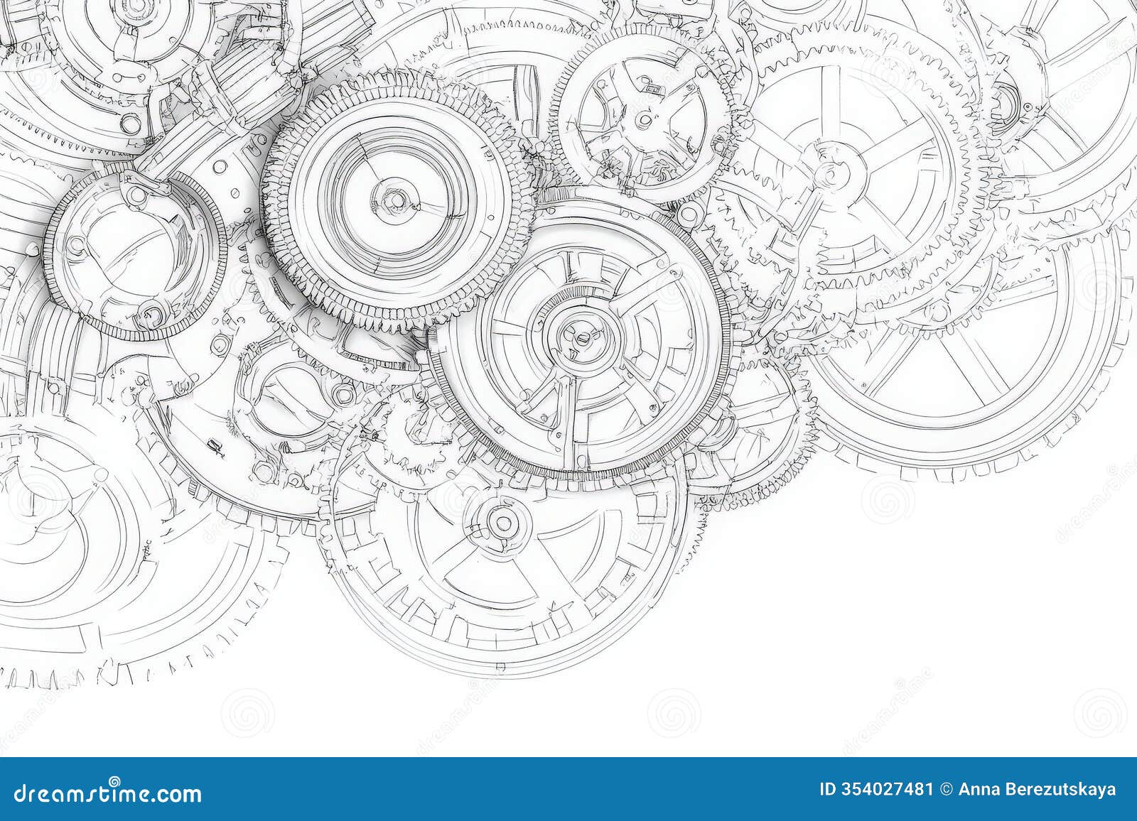 Intricate Gears and Cogs Sketch Showcasing Mechanical Precision Stock ...