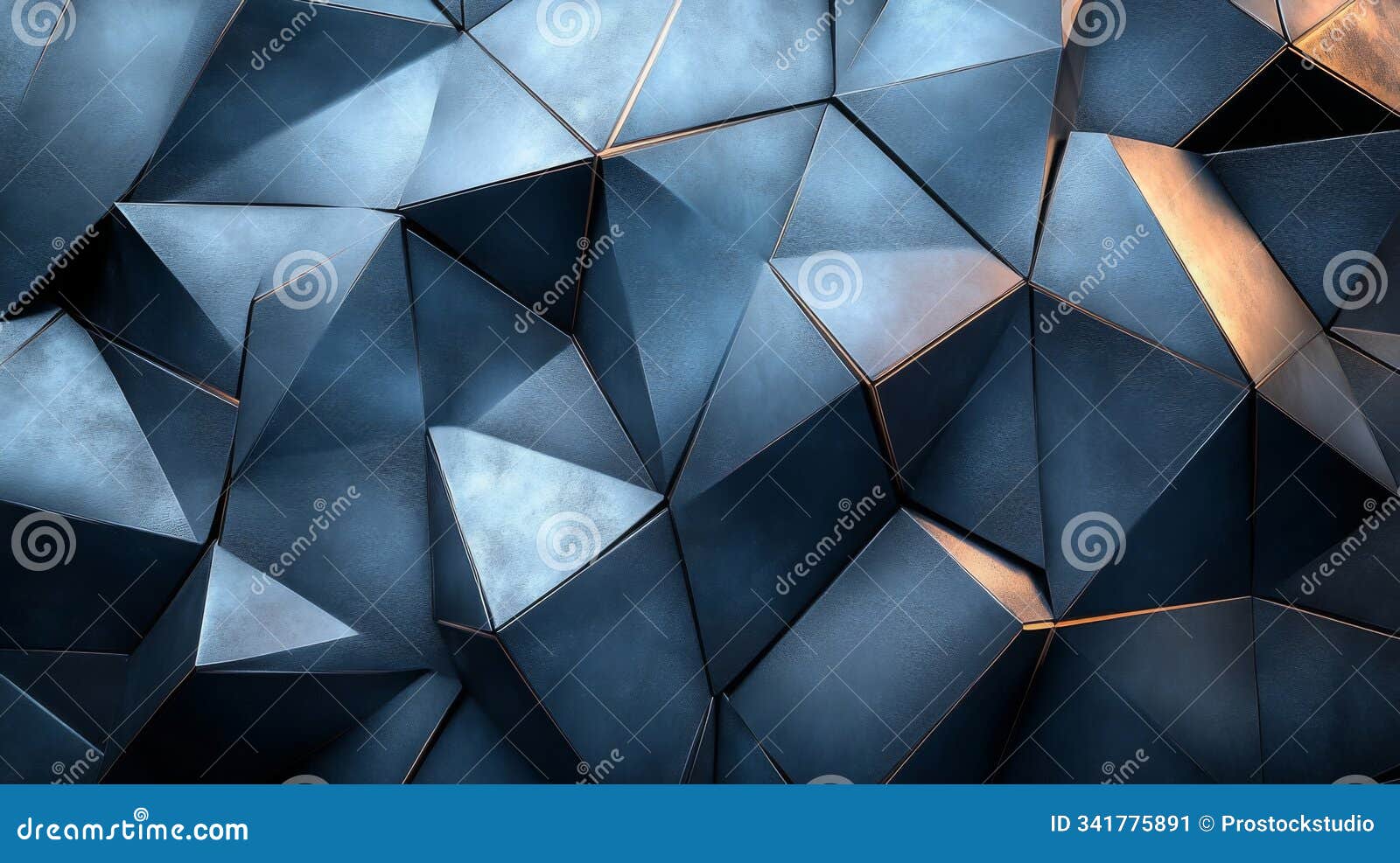 Intricate Geometric Patterns of Dark Blue and Metallic Surfaces Capture ...