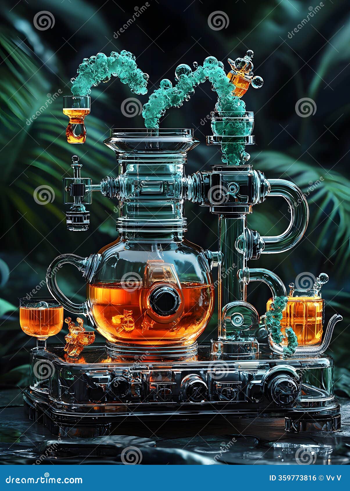 Intricate Glass Laboratory with Bubbling Potions Stock Photo - Image of ...