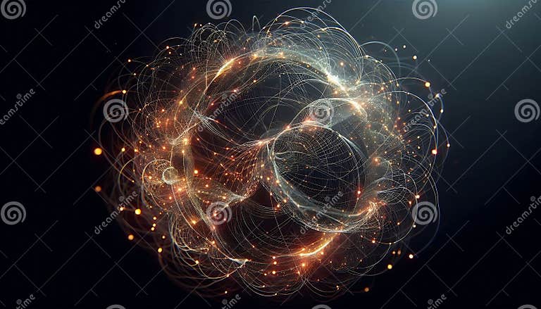 Intricate Glowing Light Threads Forming a Complex Dynamic Maze Against ...