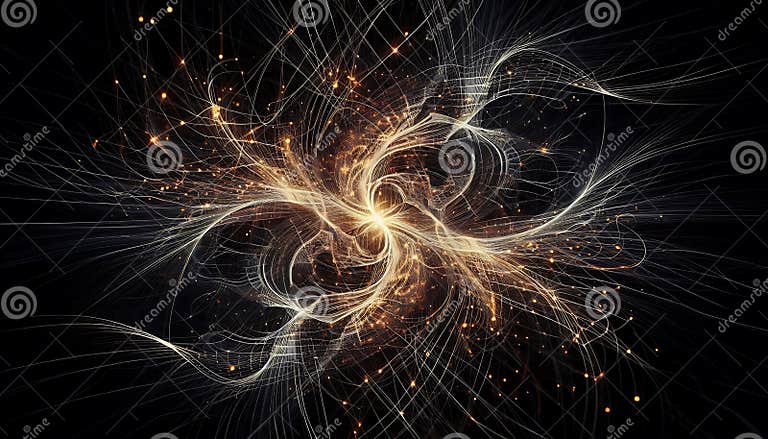 Intricate Glowing Light Threads Forming a Complex Dynamic Maze Against ...