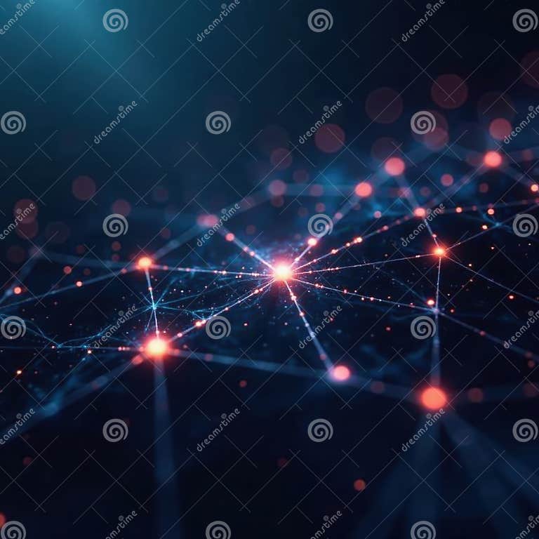 Intricate Glowing Web of Interconnected Points Dark Backdrop, Future, Data Stock Illustration ...
