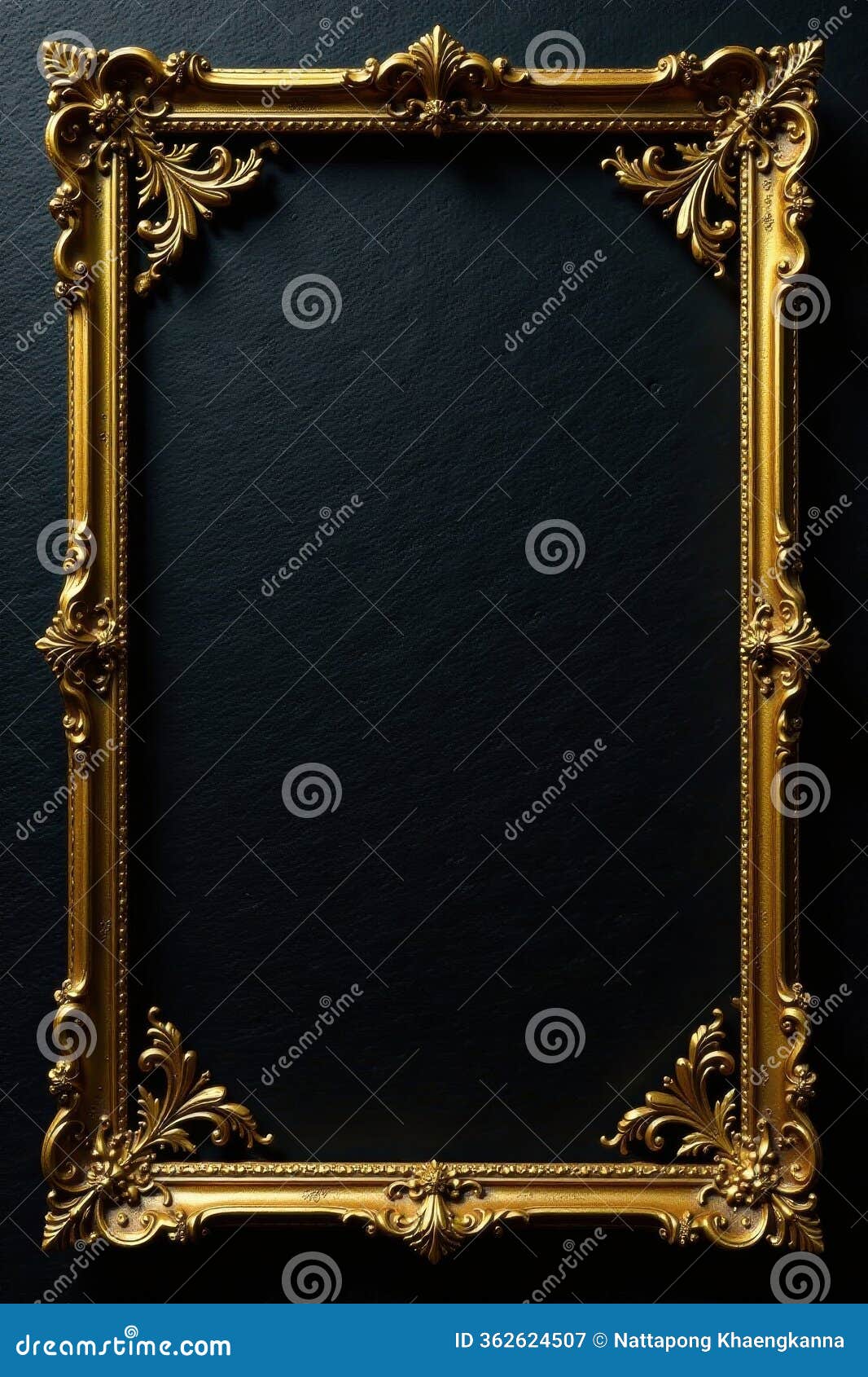 Intricate Gold Filigree Frame, Textured Black Backdrop, Gold Texture ...