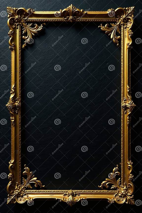 Intricate Gold Filigree Frame, Textured Black Backdrop, Gold Texture ...