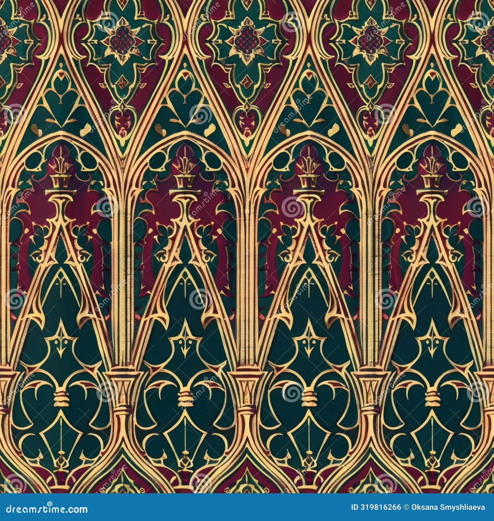 Intricate Gothic Arches Pattern With Islamic Art Influences Stock Photo ...