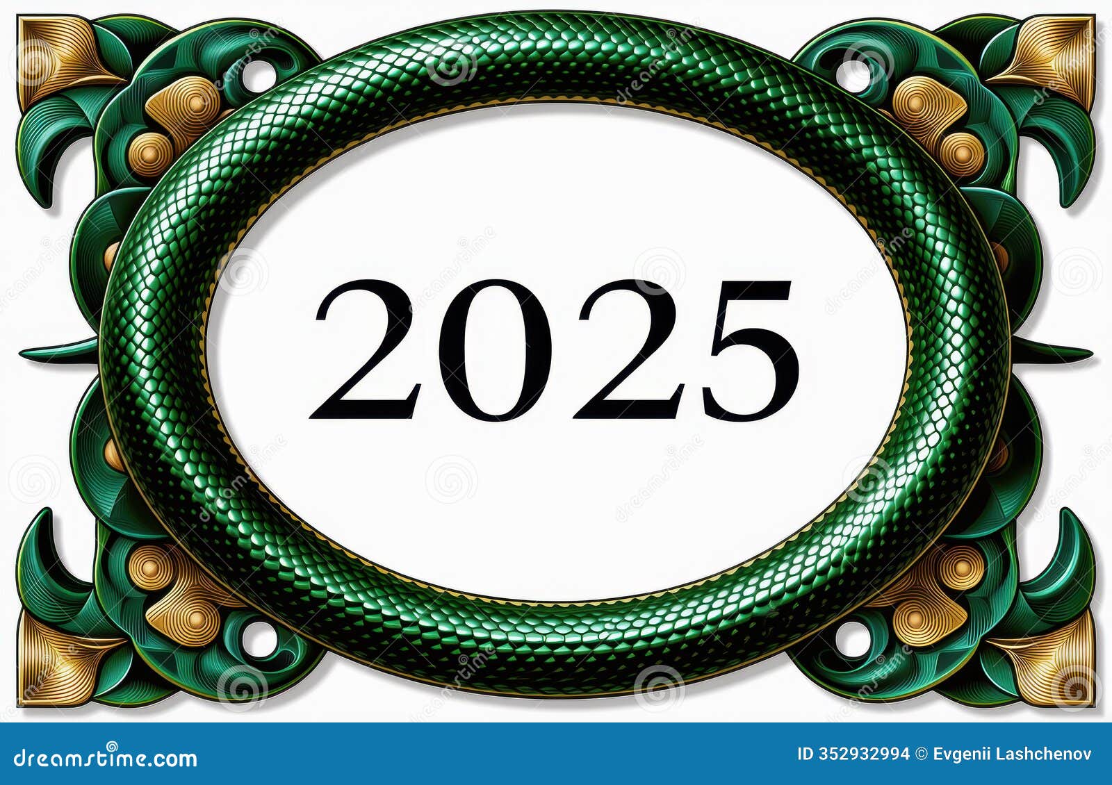 Intricate Green Snake Frame Featuring Ouroboros Design Highlighting ...