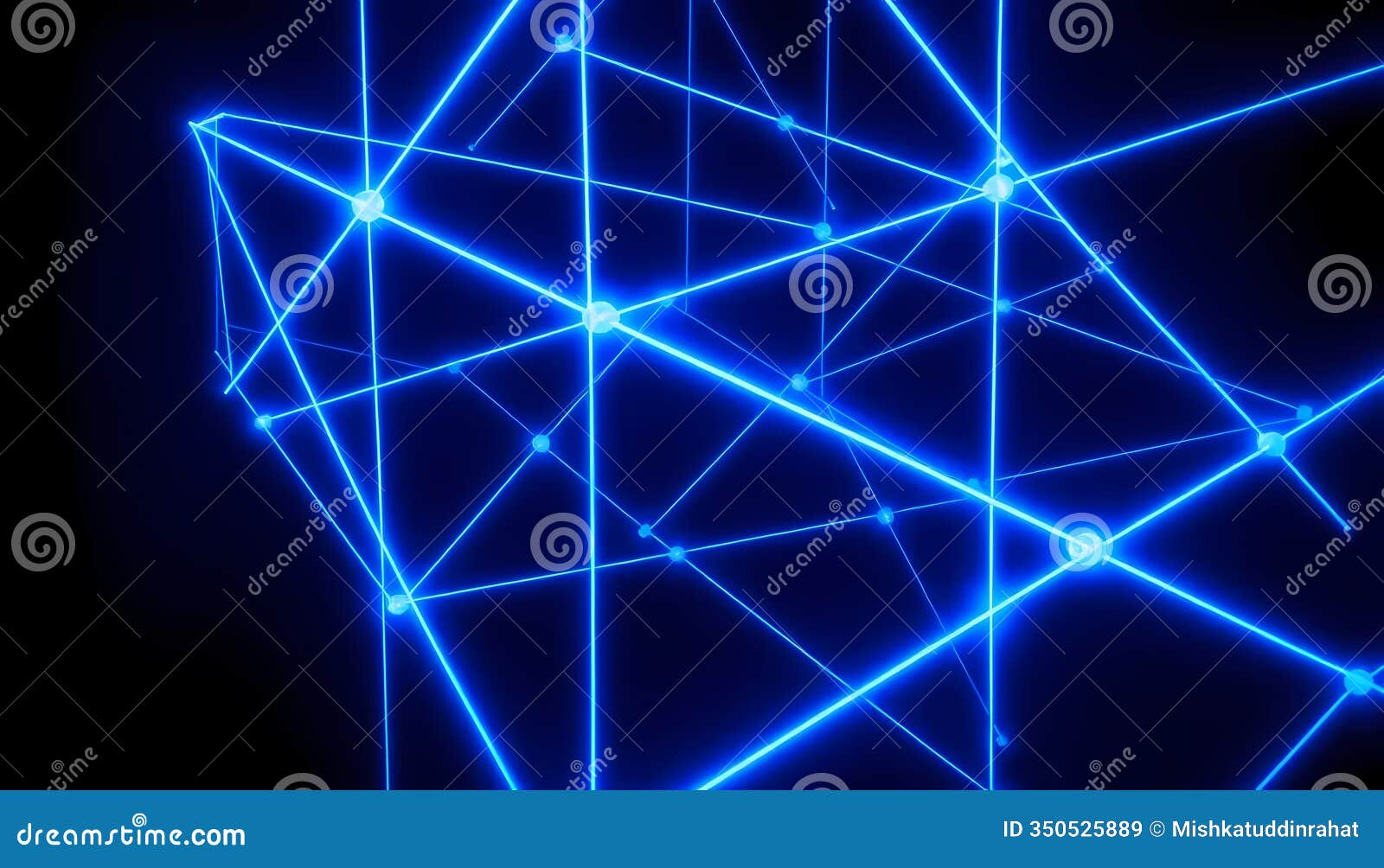 Intricate Grid of Blue Light Lines Three-Dimensional Structure Stock ...