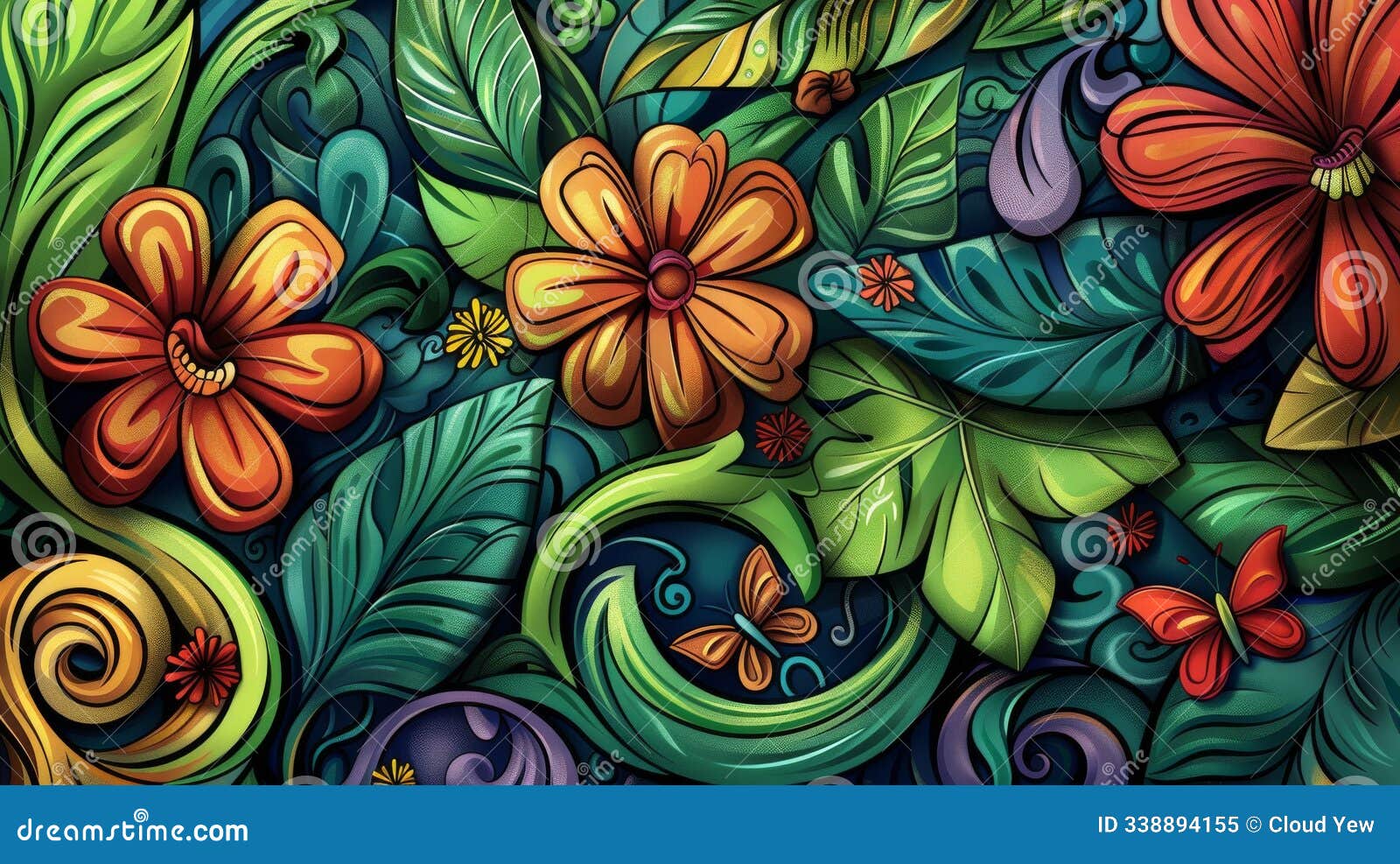 Intricate Hand-drawn Cartoon Background with Realistic Features. Stock ...