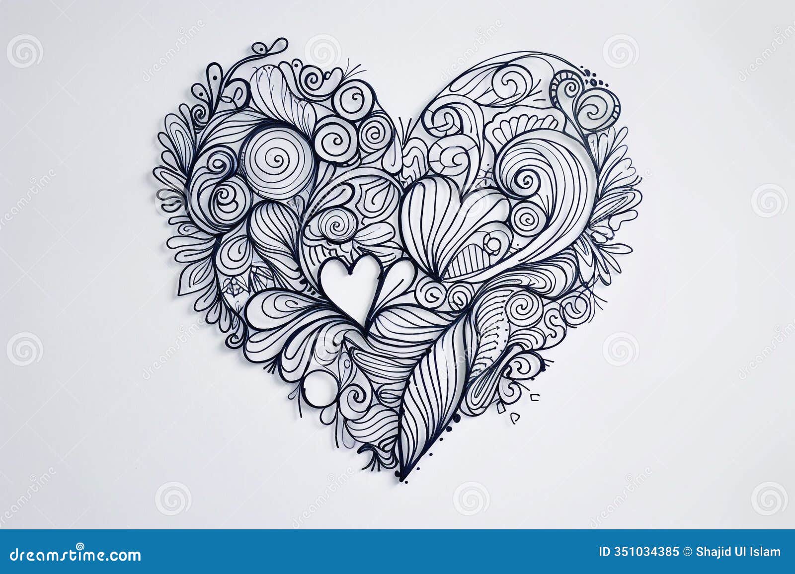 Intricate Heart Design stock illustration. Illustration of hand - 351034385