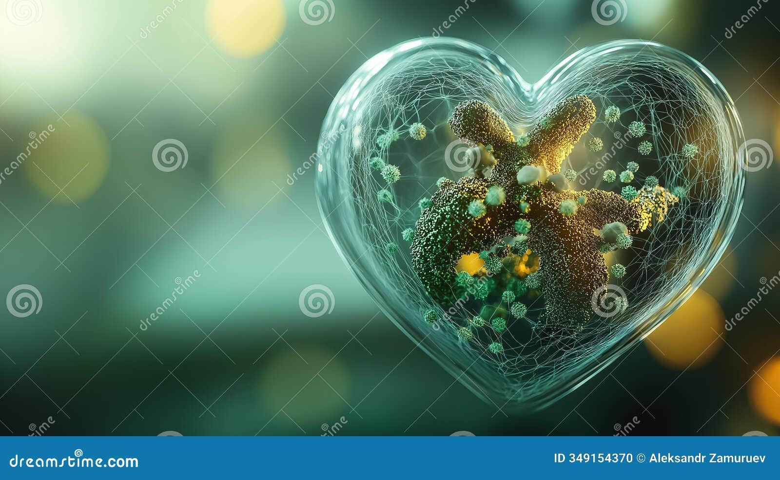 An Intricate Heart Shape Forms from AI Microorganisms, Blending Digital ...
