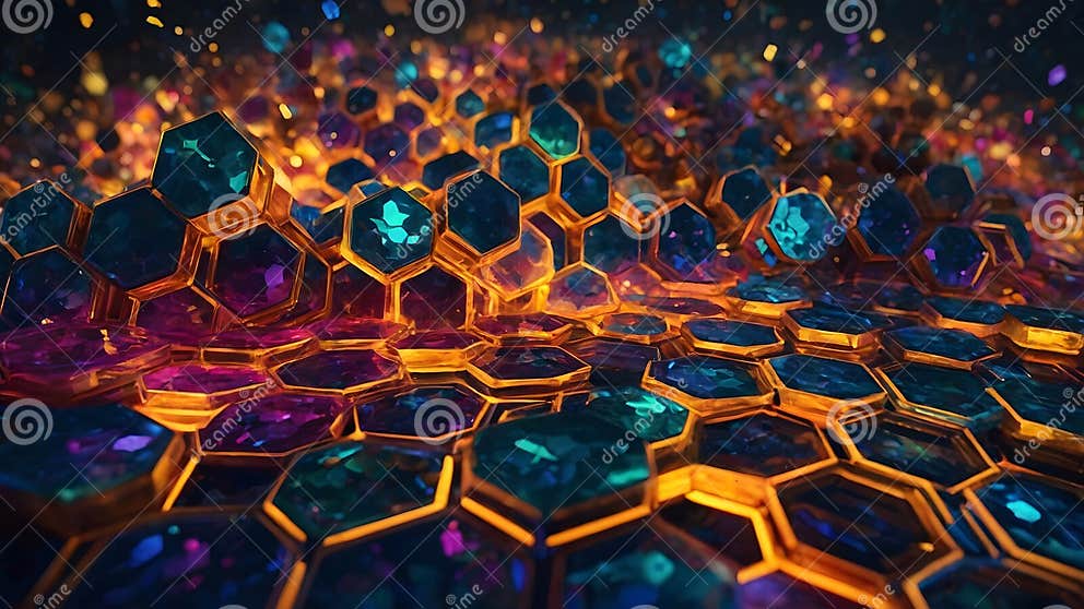 Colorful Hexagonal Patterns Shimmer Under Soft Lighting, Creating a ...
