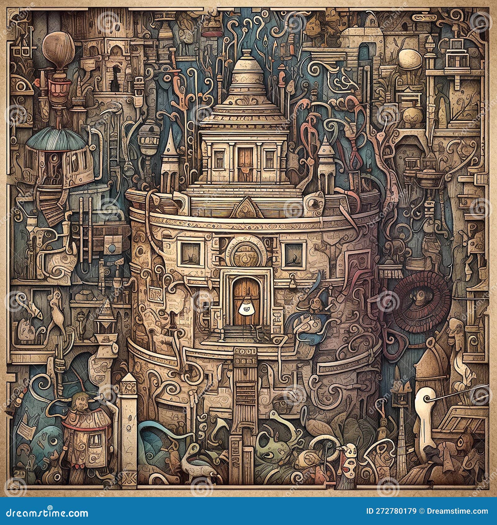 Intricate Hyper Detailed Square Pattern, Whimsical Art, Neutral Colors ...