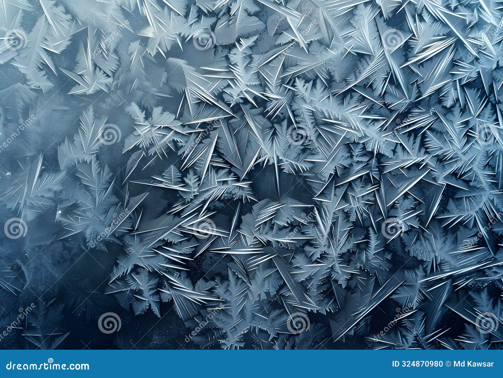 Intricate Ice Crystal Patterns on Blue Background Stock Illustration ...