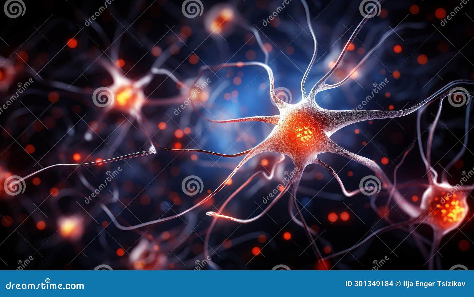 Intricate Illustration of Human Brain and Neuron Cells Showcasing ...