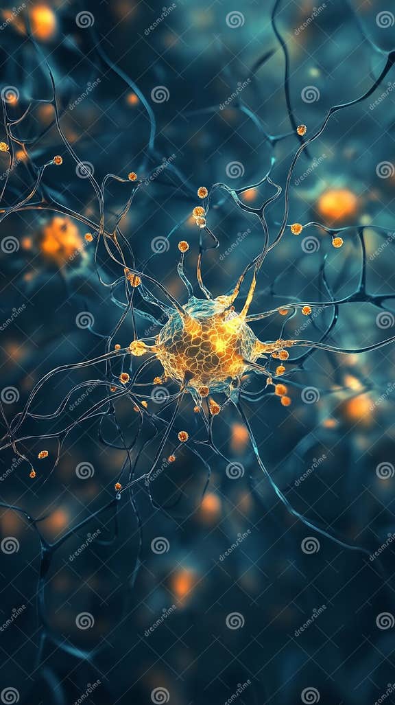 Intricate Illustration of Neural Connections and Synaptic Communication ...