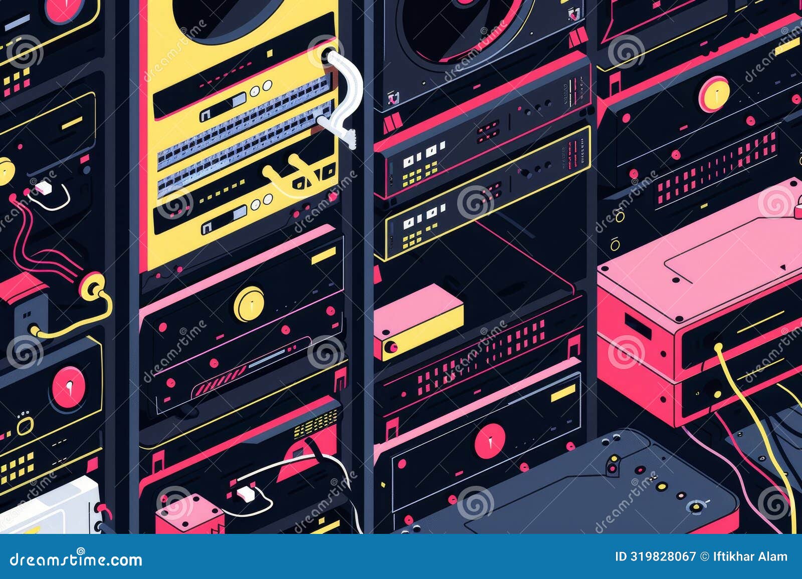 An Intricate Illustration Showcasing a Rack Filled with Various ...