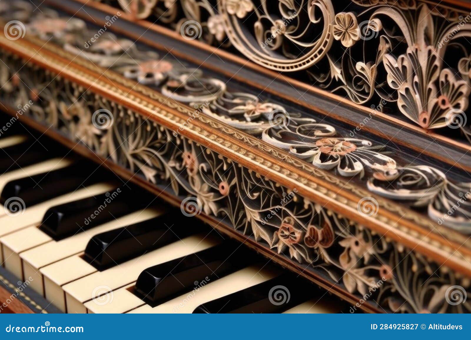 Intricate Inlay Work on the Piano Keys Stock Illustration ...