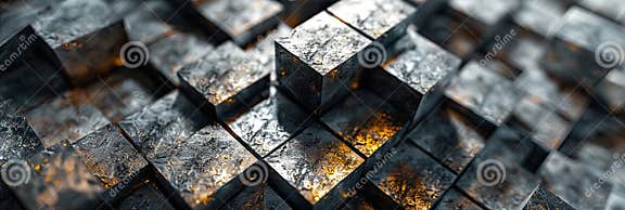 Intricate Arrangement of Interlocking Metallic Geometric Forms with ...