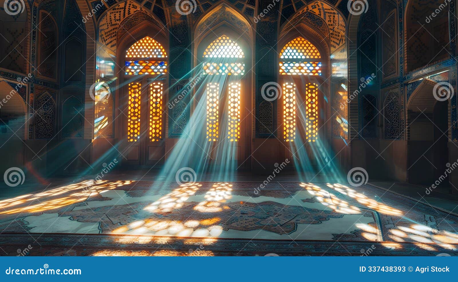 Intricate Islamic Geometric Patterns in Ancient Mosque Interior Stock ...