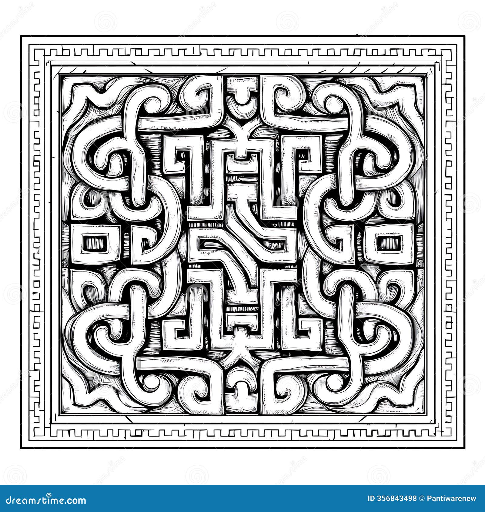 Intricate Labyrinth Coloring Page For Relaxation Stock Photography ...