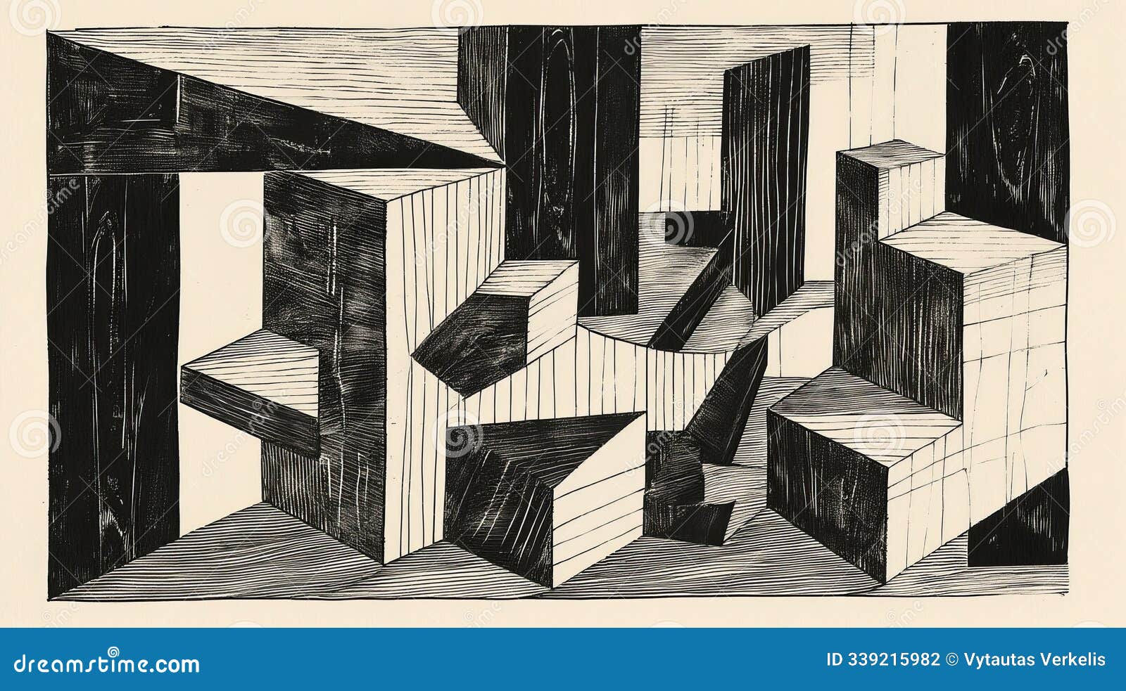 Intricate Labyrinth of Impossible Wooden Structures Stock Photo - Image ...