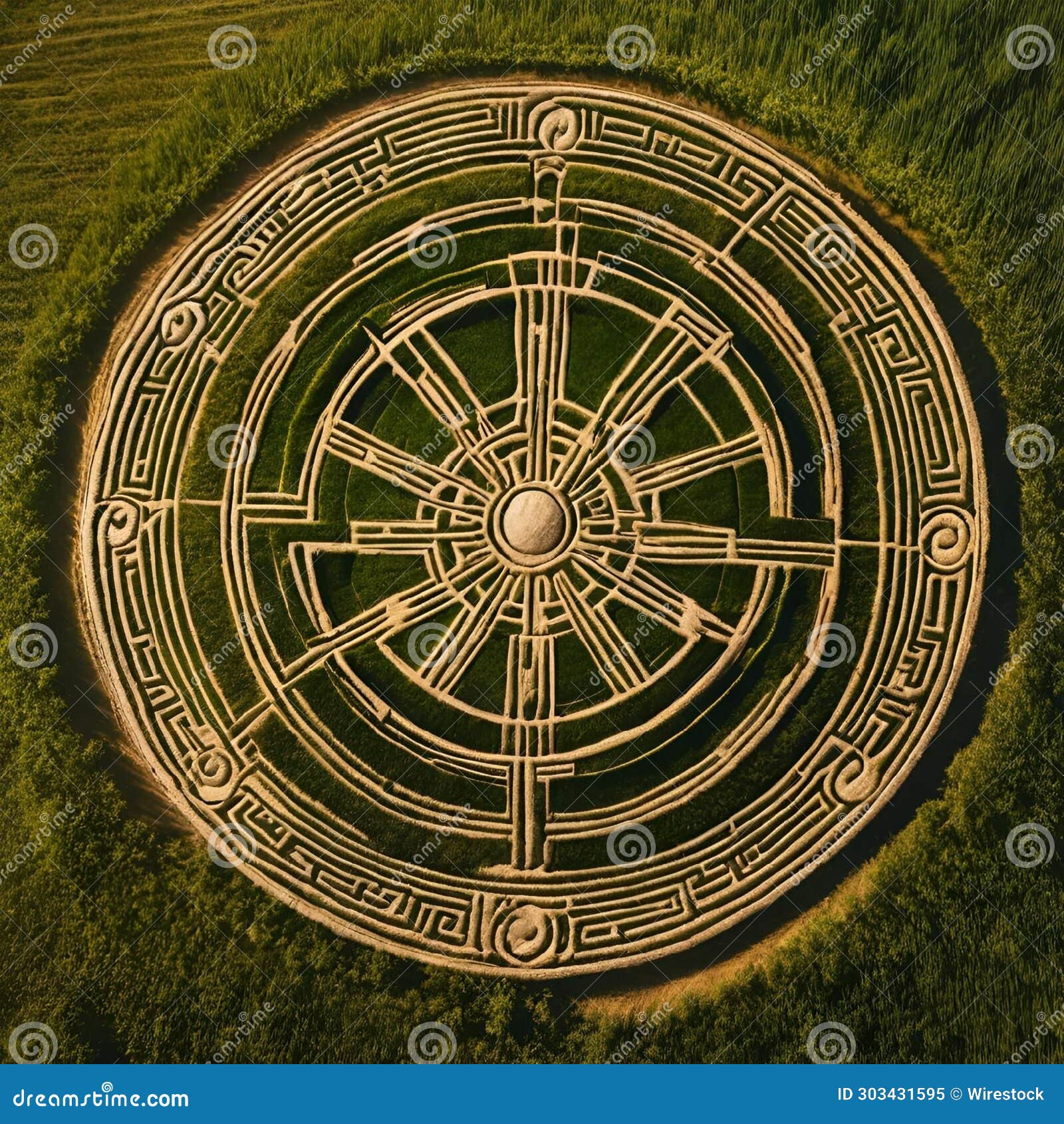 An Intricate Labyrinth Maze is Pictured on the Ground in the Middle of ...