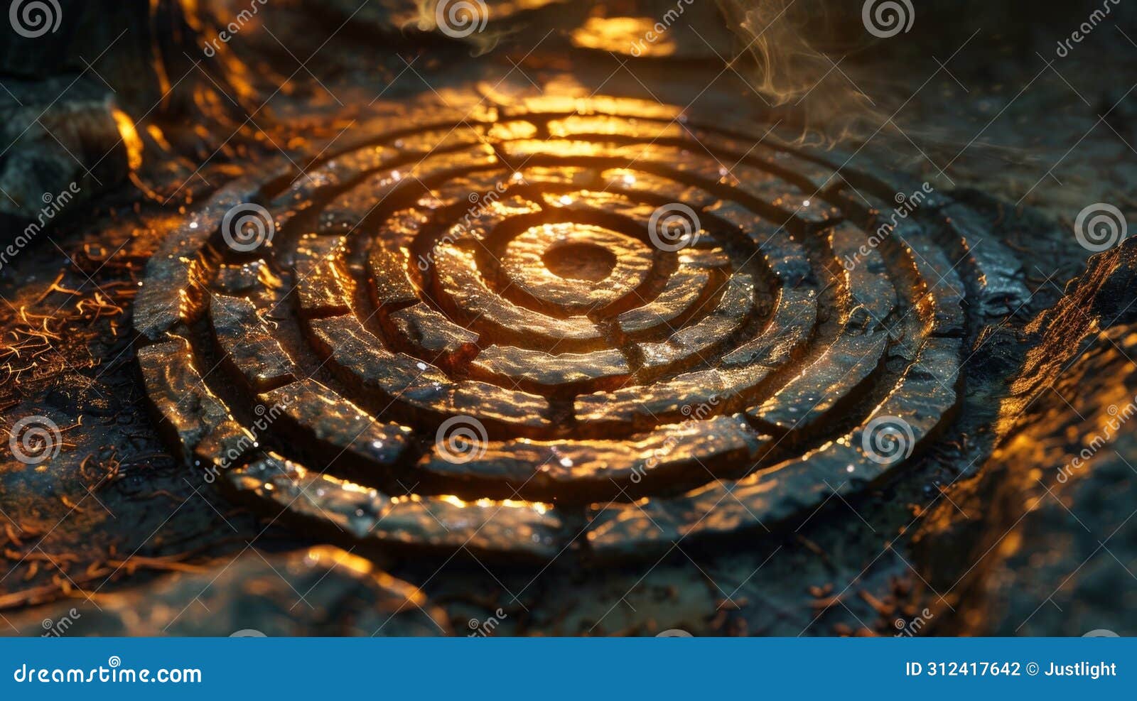 An Intricate Labyrinth Pattern Etched into a Stone Tablet Representing ...