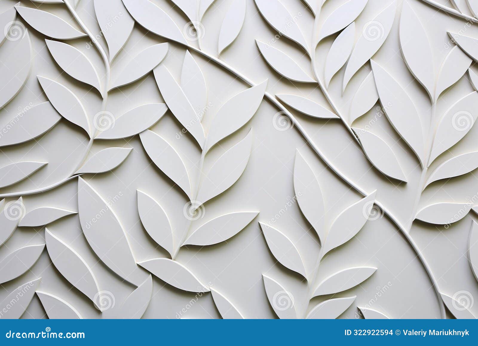 Intricate Leaf Design in Monochromatic White with Textured Finish ...