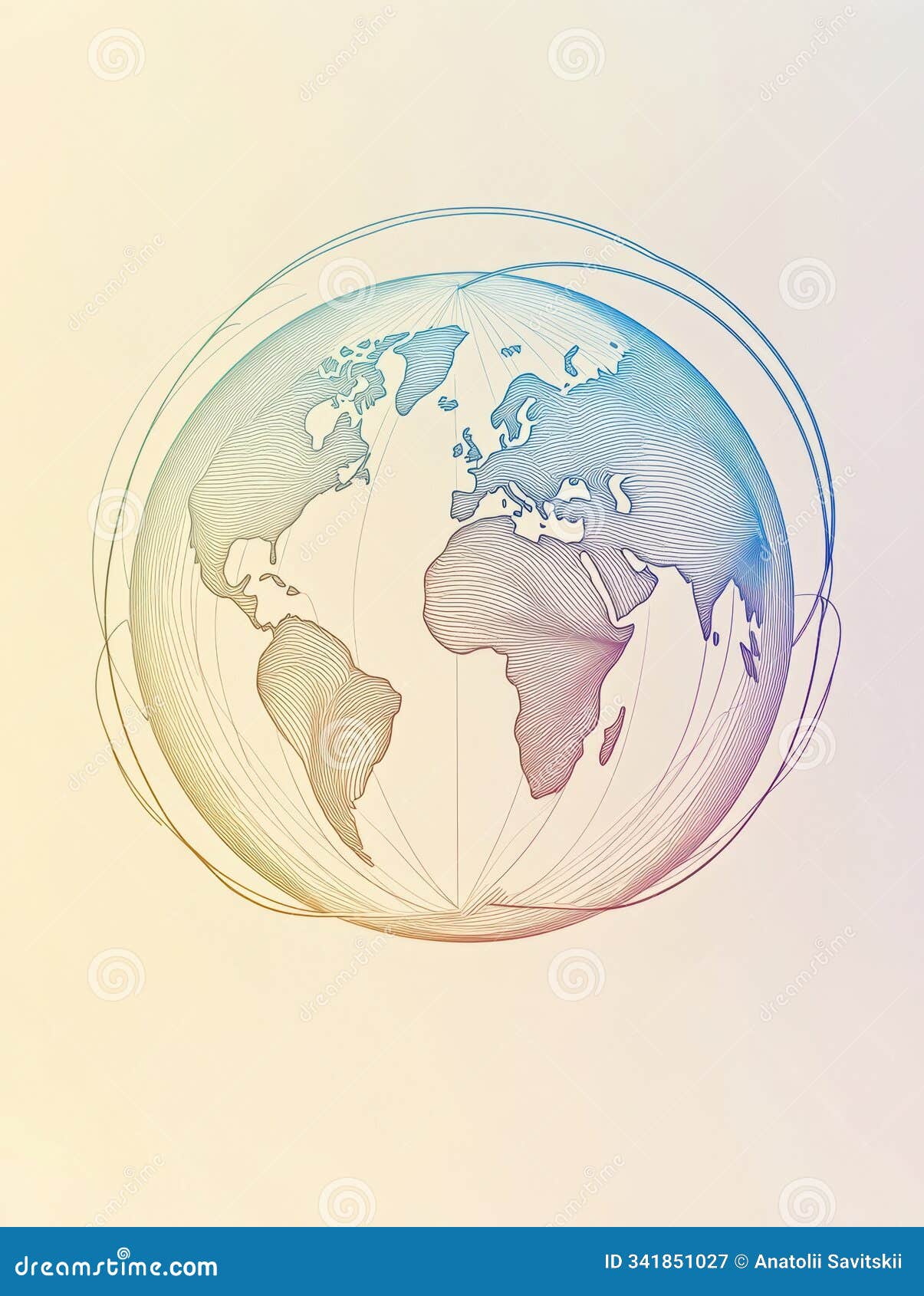 An Intricate Line Drawing of a Globe Symbolizes Global Travel and ...