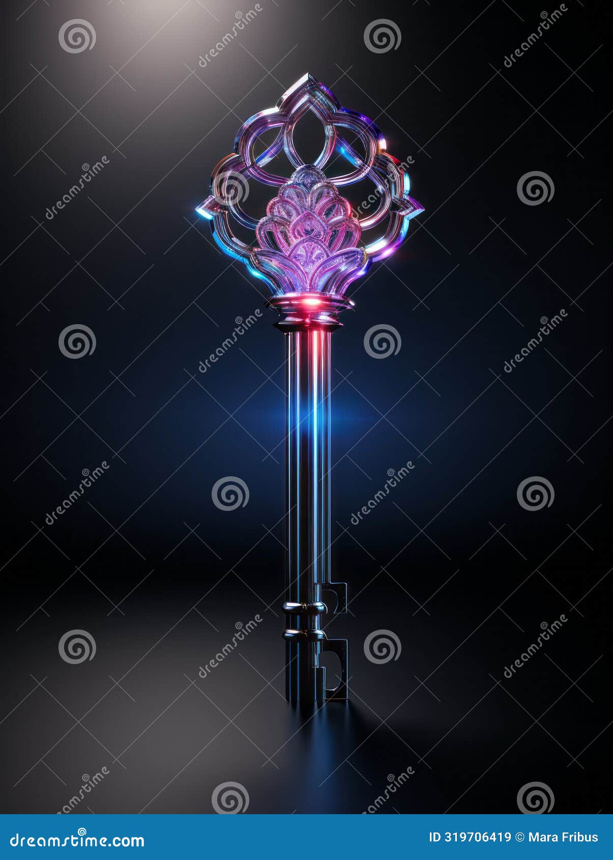 Intricate Magic Iridiscent Glowing Key. Unlock the Future Concept Stock ...