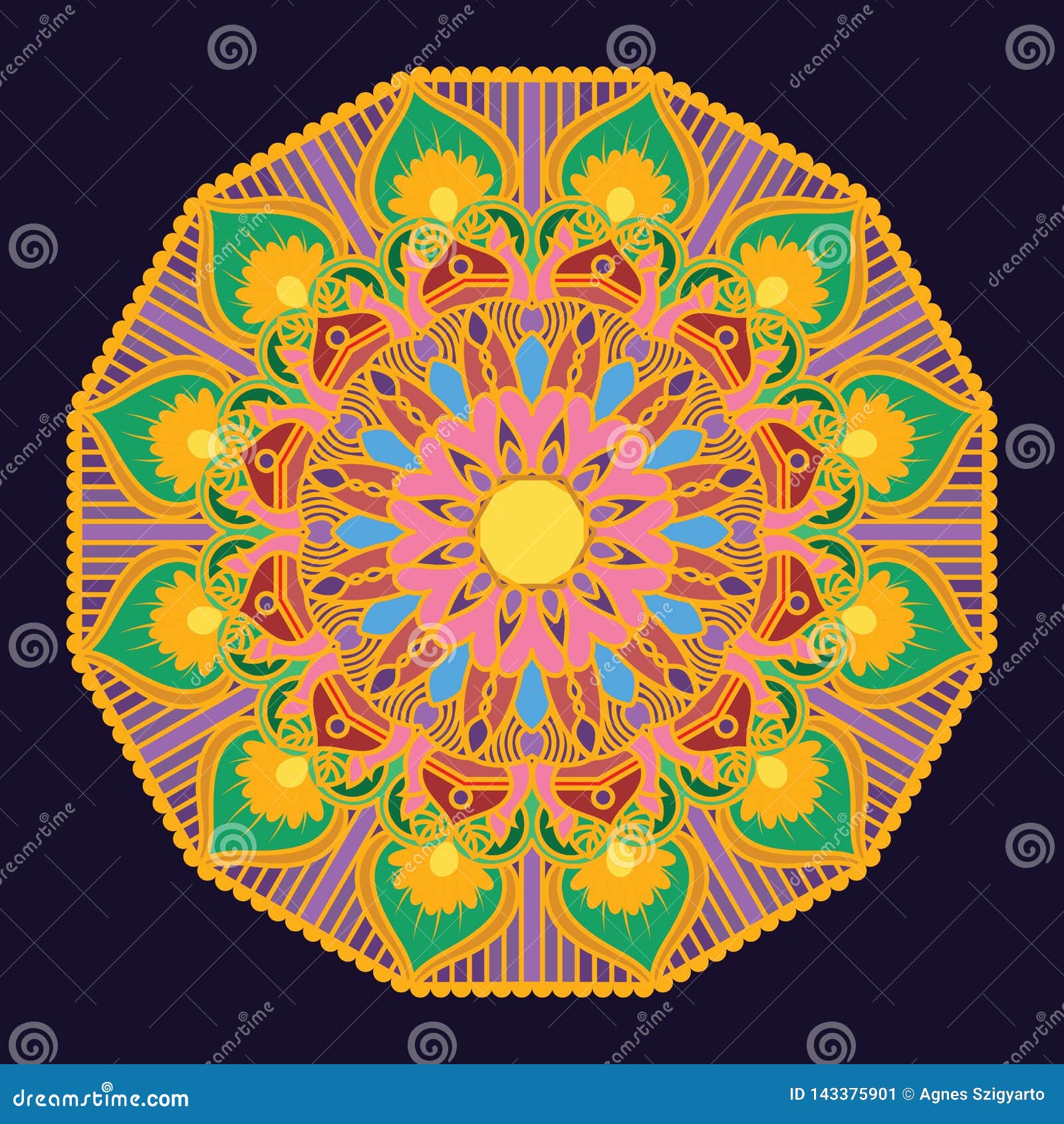 Intricate Mandala with Golden Frame Stock Vector - Illustration of line ...