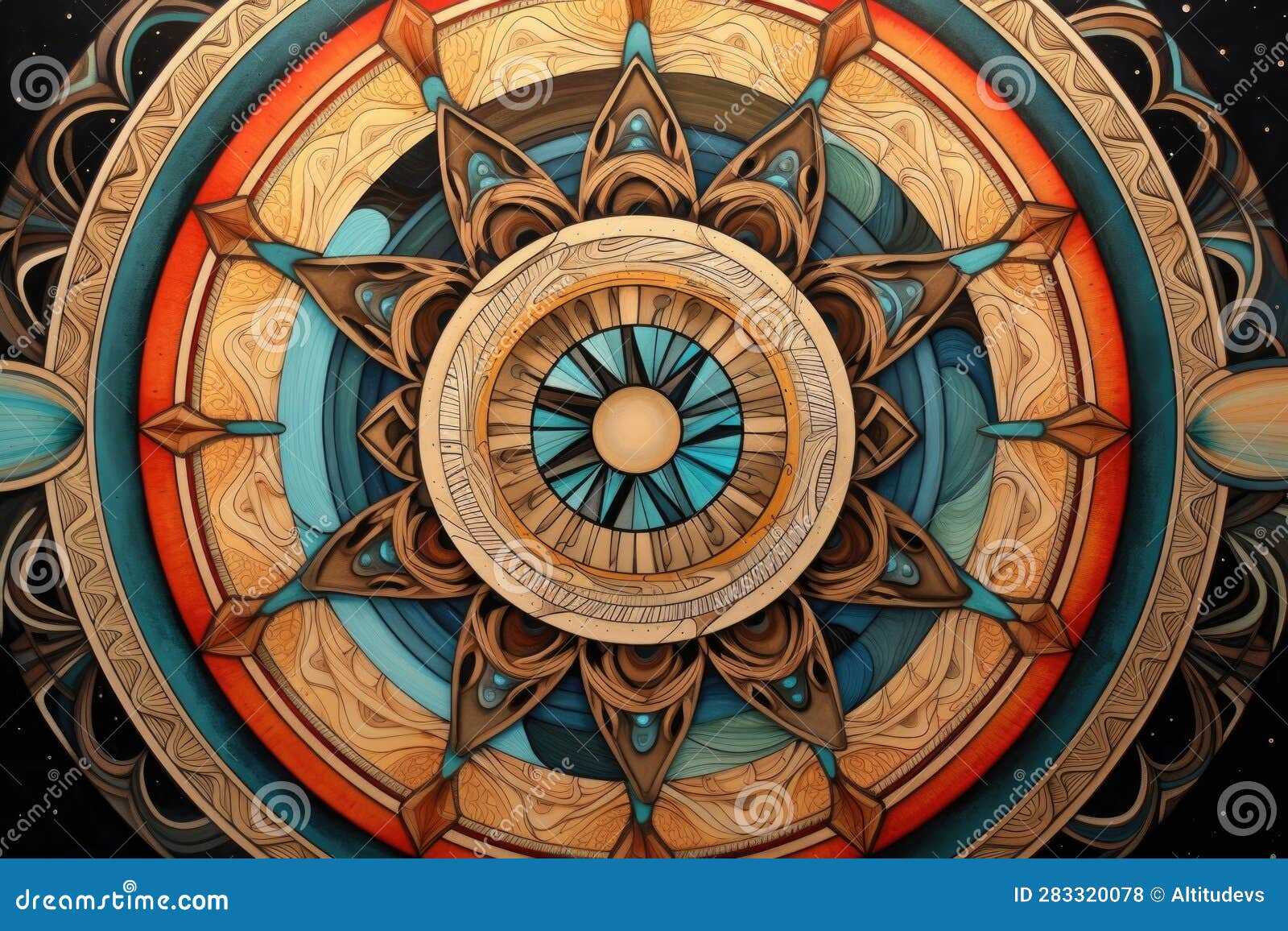 Intricate Mandala with Overlapping Circles and Triangles Stock ...