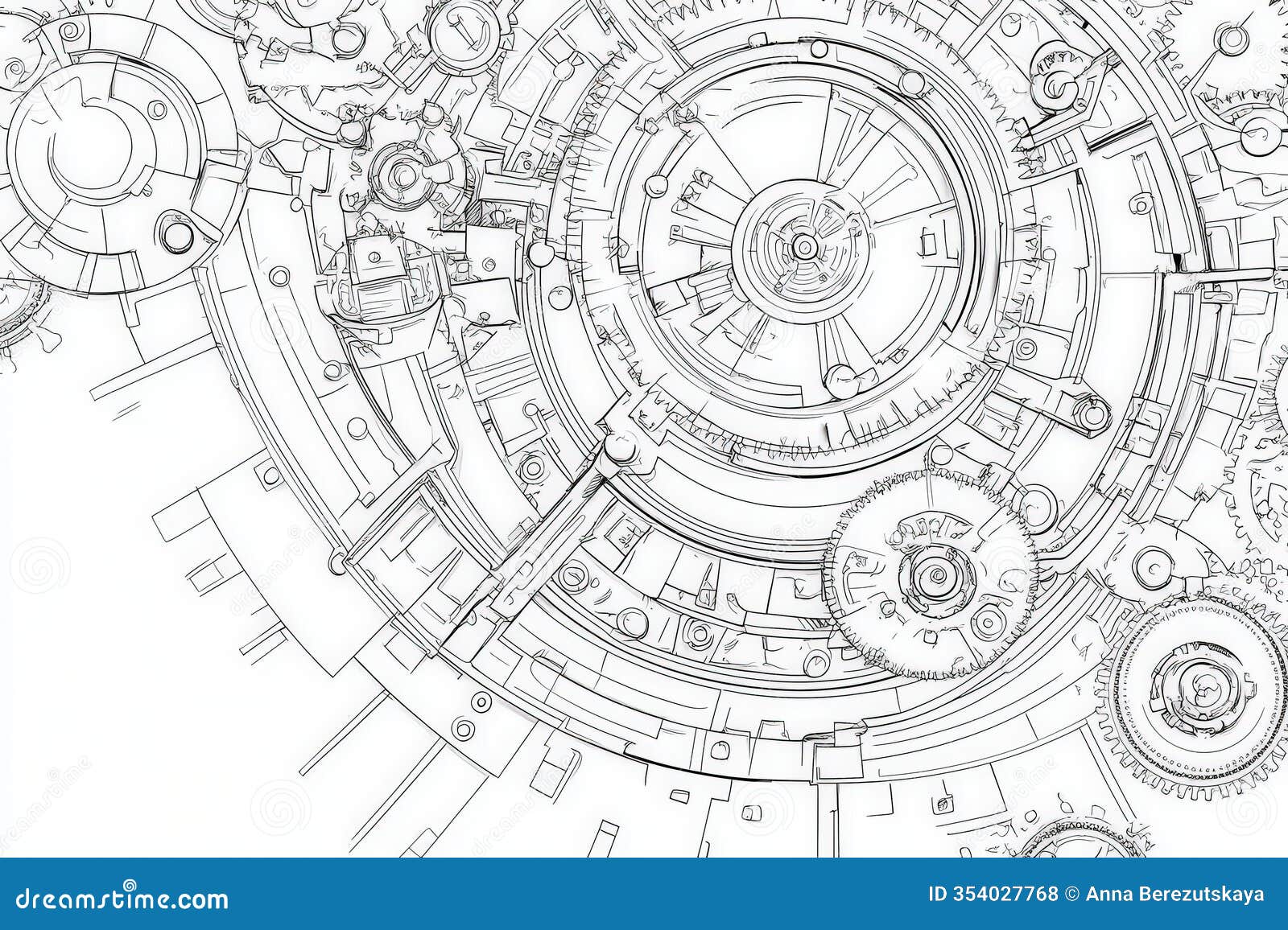 Intricate Mechanical Gears and Cogs in a Complex Circular Configuration ...