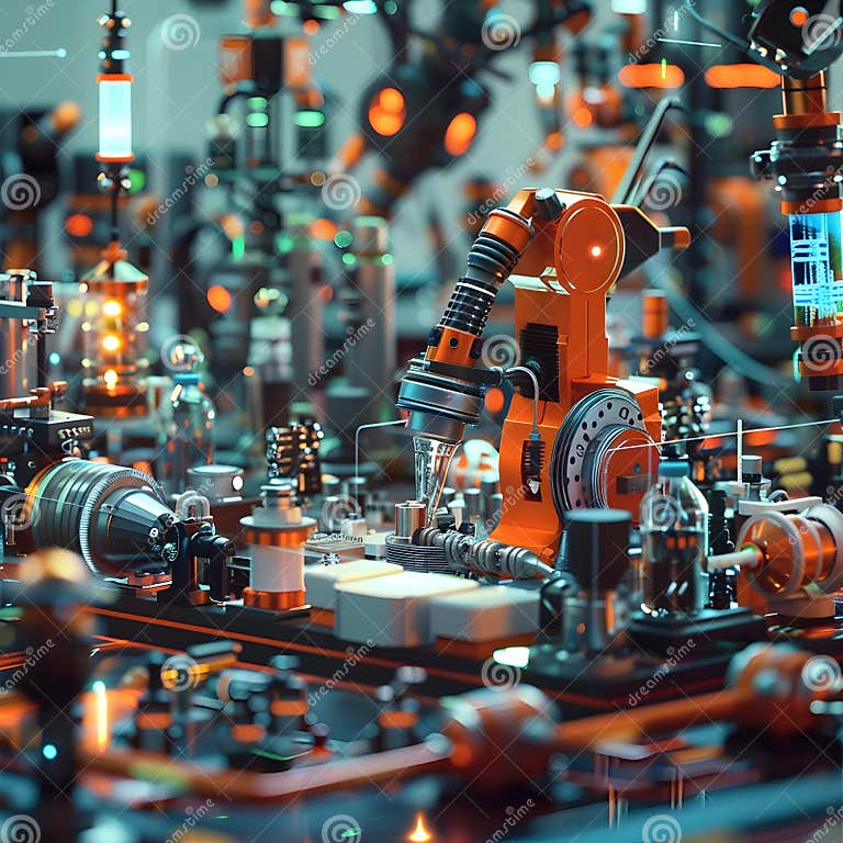 Intricate Mechanical Models and Technical Schematics in a Vibrant STEM ...