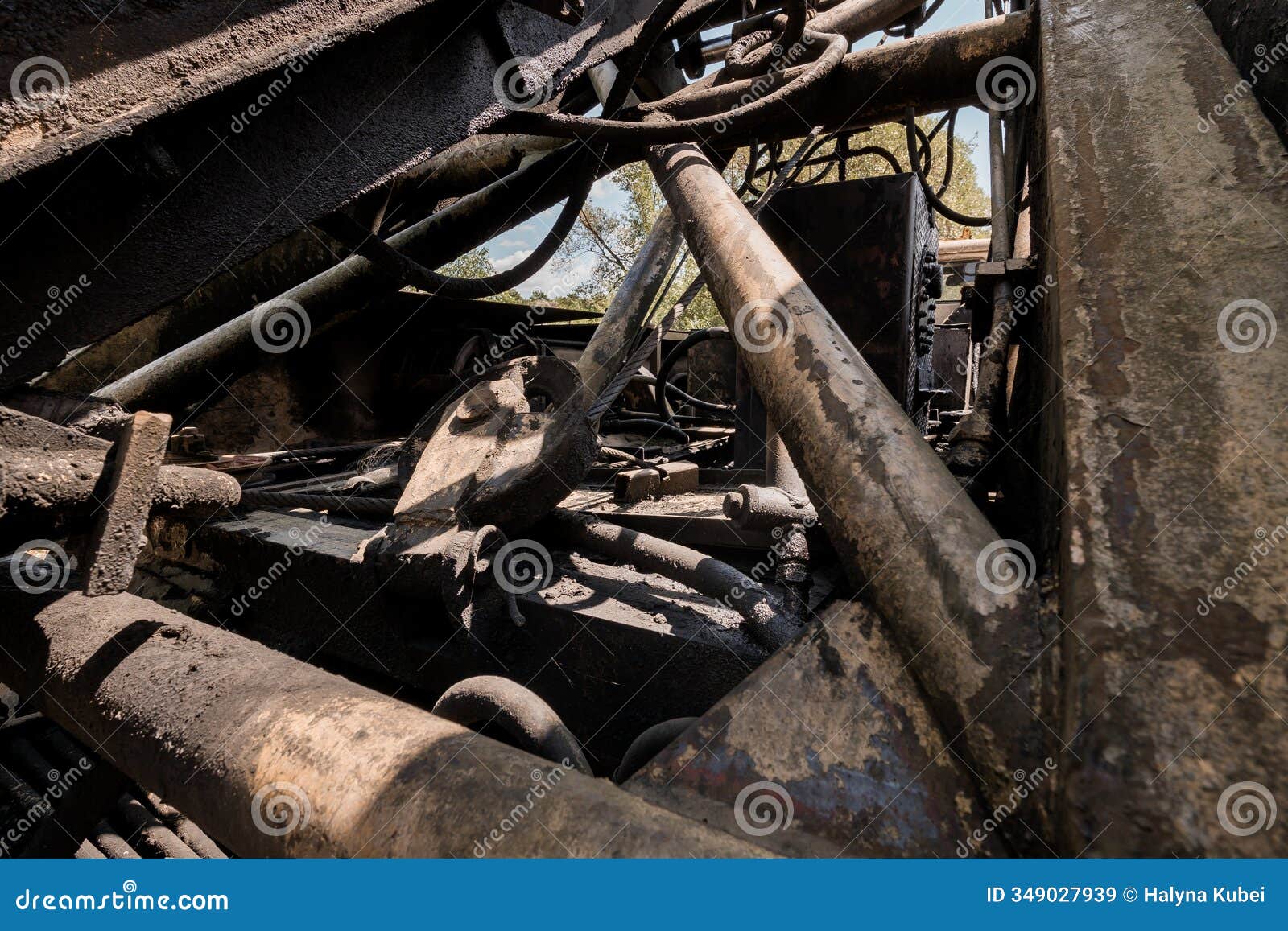 Intricate Mechanisms of an Abandoned Industrial Machine Stock Image ...