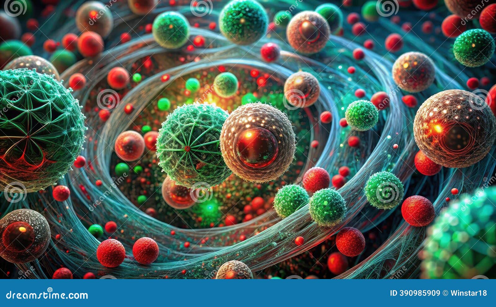 Intricate Microscopic Imagery Of Bacteria And Viruses Interacting In A ...