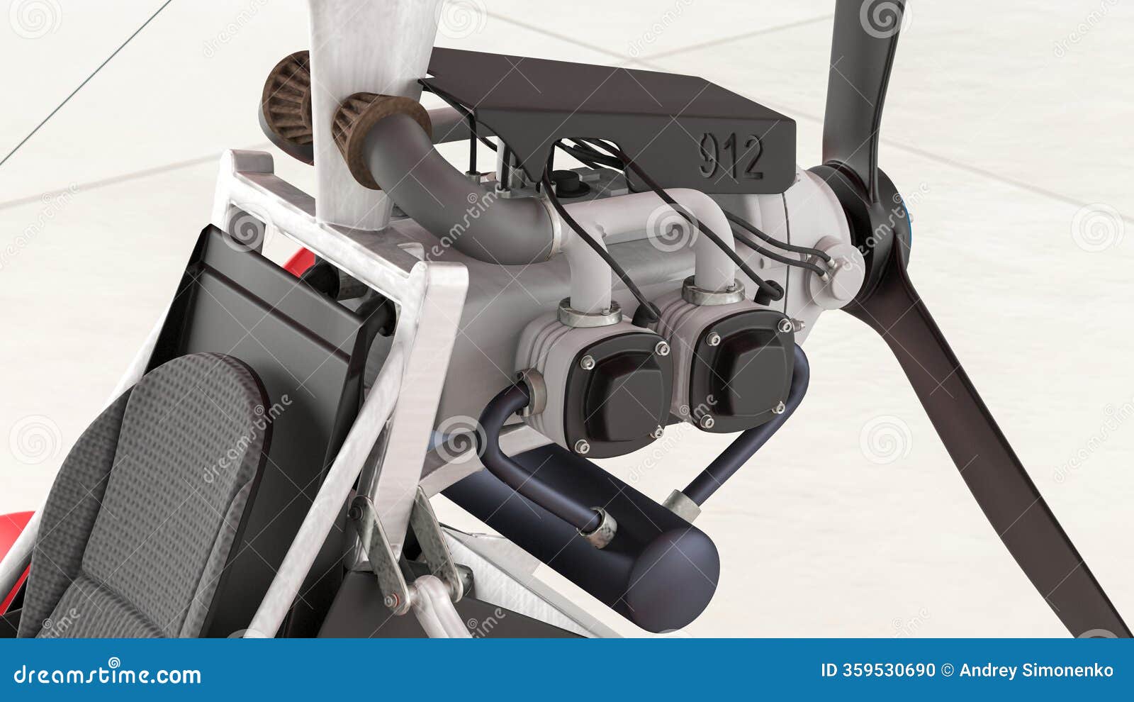 Detailed Recreational Aircraft Engine with Propeller Design Stock Photo ...