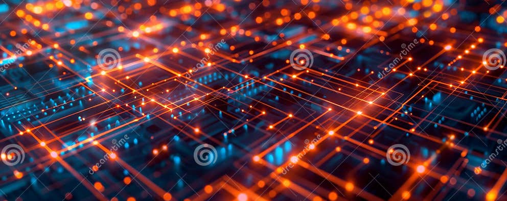 An Intricate Modern Tech Illustration Featuring a Square Grid ...