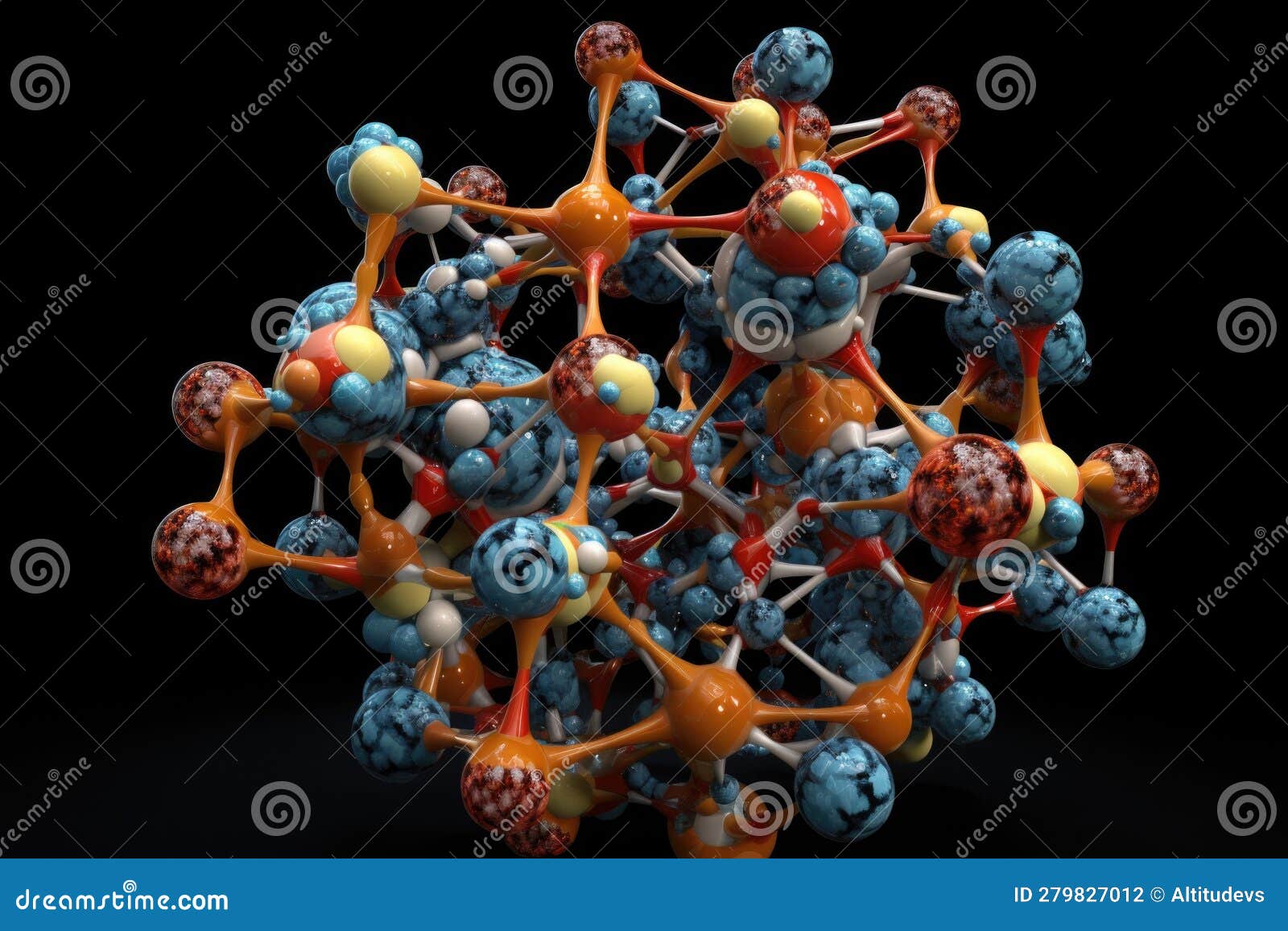 An Intricate Molecular Structure, with Each Component Interacting with ...