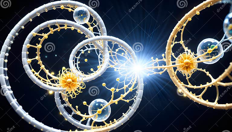 Intricate Molecular Structures with Radiant Light in Dark Background ...