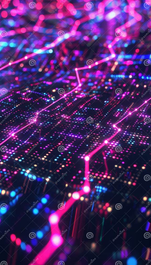 Intricate Neon Network Design with Binary Code a Futuristic and ...