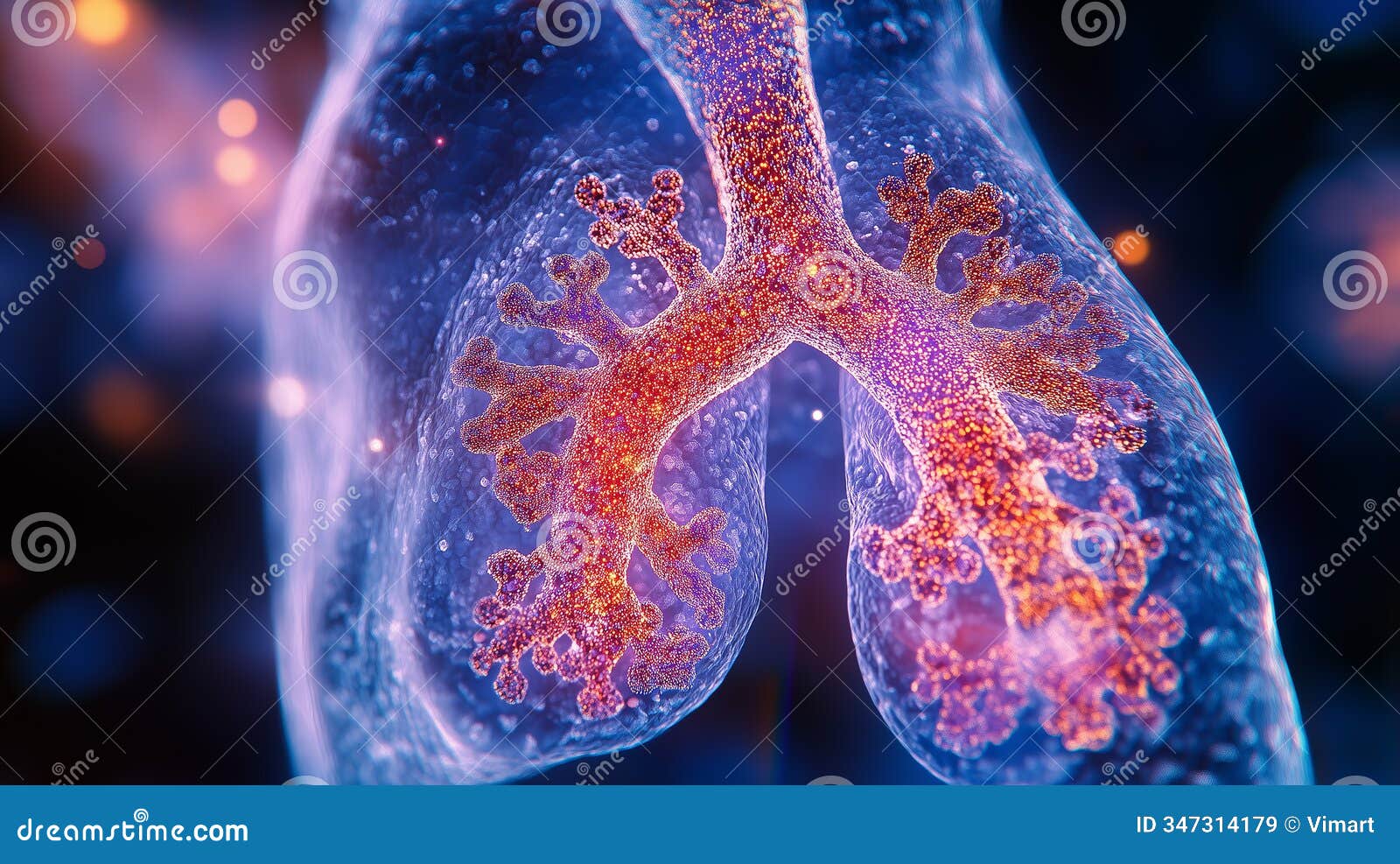 The Intricate Network of Bronchi and Alveoli is Beautifully Illuminated ...