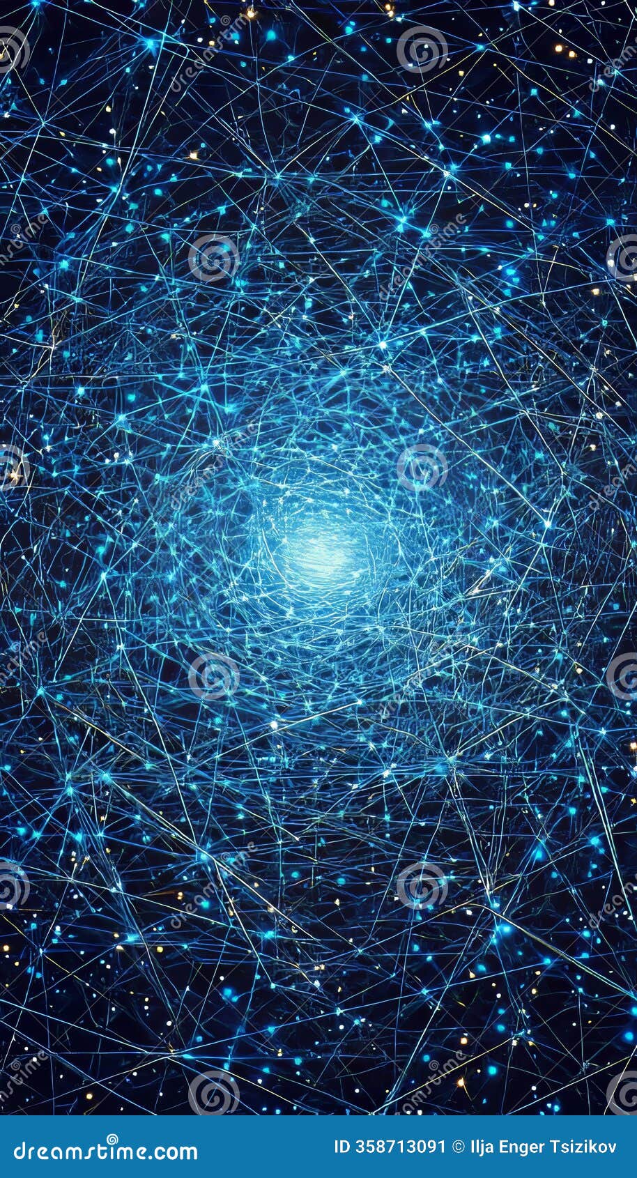 Intricate Network of Connected Blue Dots and Lines on a Deep Blue ...